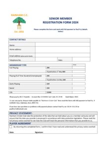 RCC Membership Form 2024 – Rainham Cricket Club
